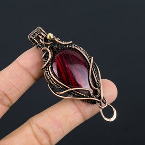 Red Fire Labradorite Pendant Copper Wire Wrapped Pendant Handmade ...