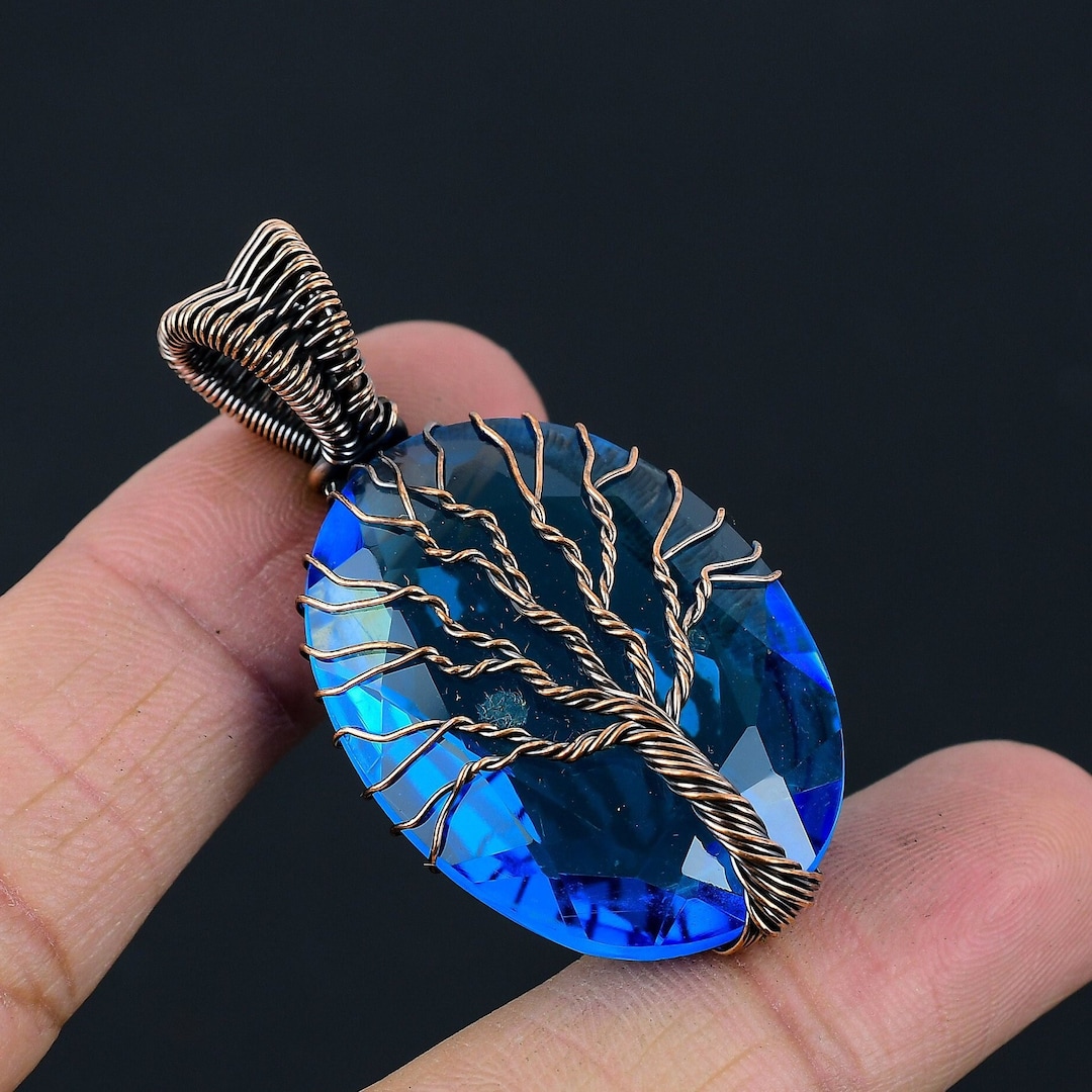 Tree of Life Iolite Pendant Copper Wire Wrapped Pendant Iolite Gemstone ...
