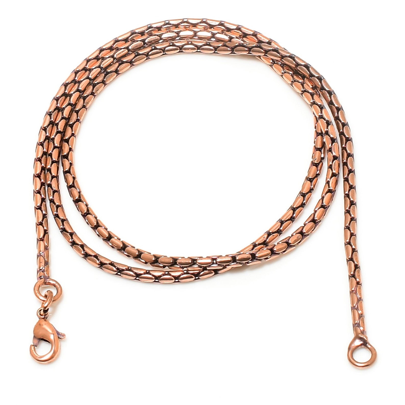 100 % Oxidized Copper Chain Necklace, Top Quality Pure Copper Wheat ...