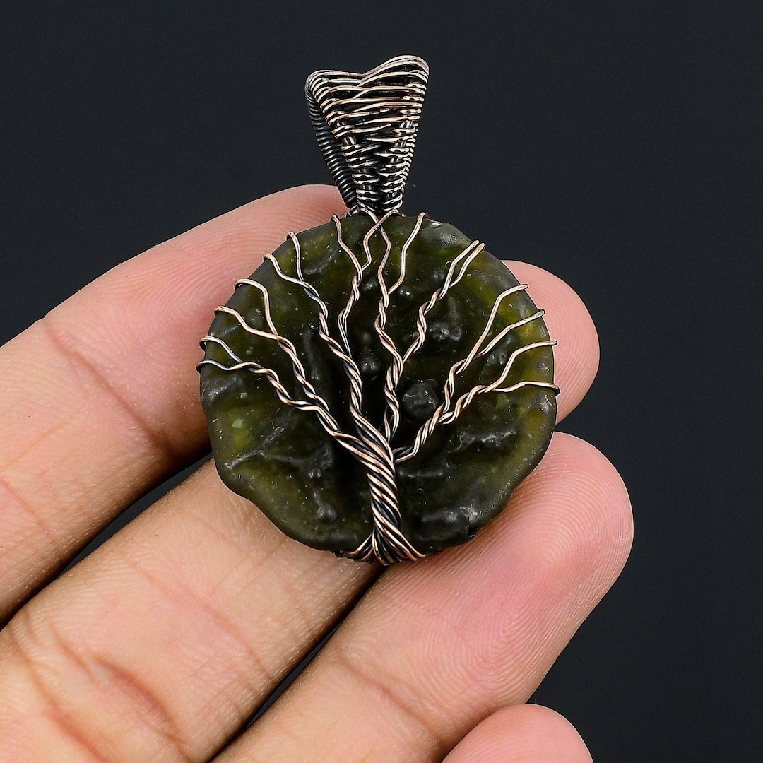 Tree of Life Moldavite Pendant Moldavite Gemstone Copper Wire Wrapped ...