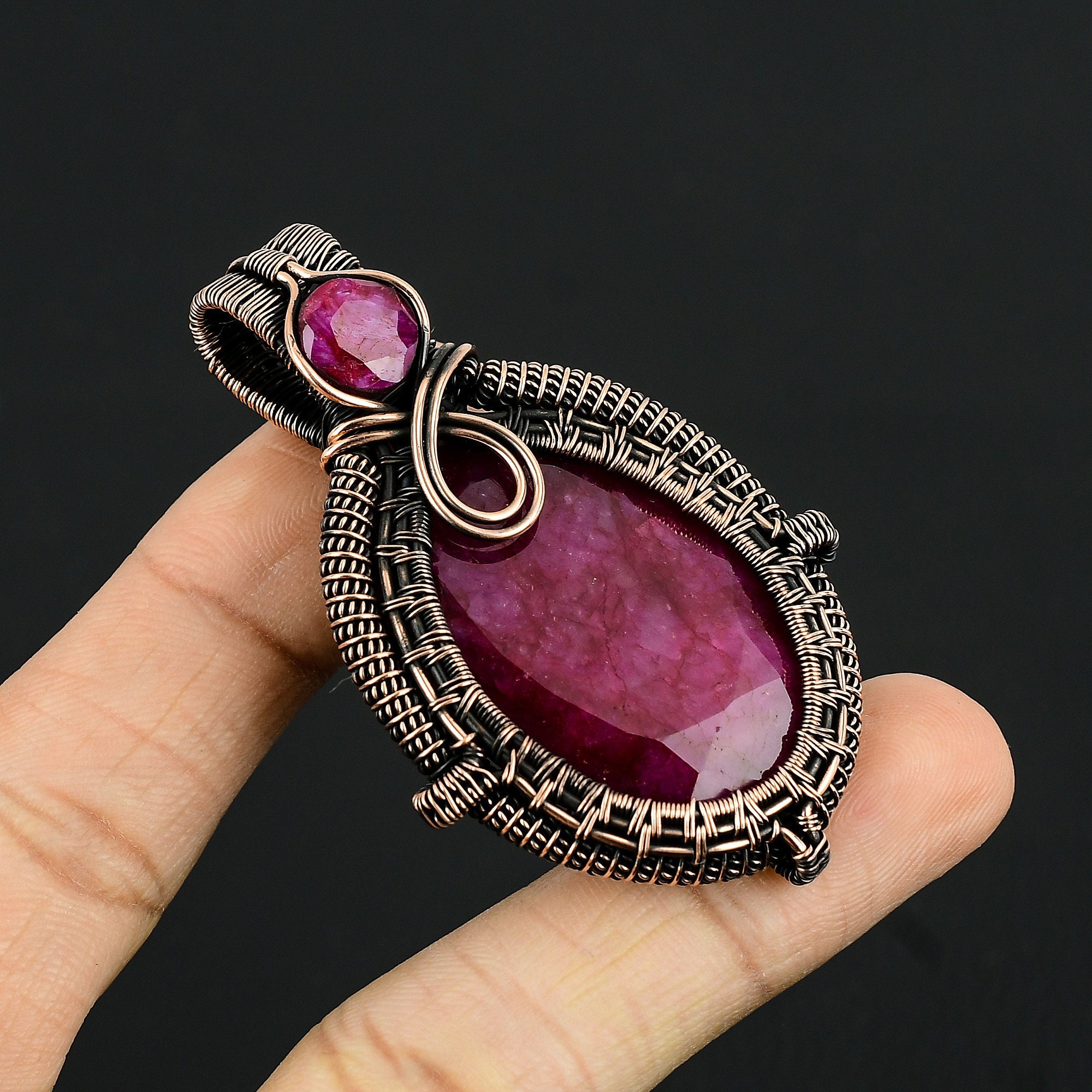 Kashmir Red Ruby Pendant Copper Wire Wrapped Gemstone Pendant - Etsy