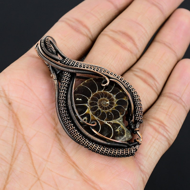 Ammonite Fossil Copper Pendant Copper Wire Wrapped Pendant - Etsy