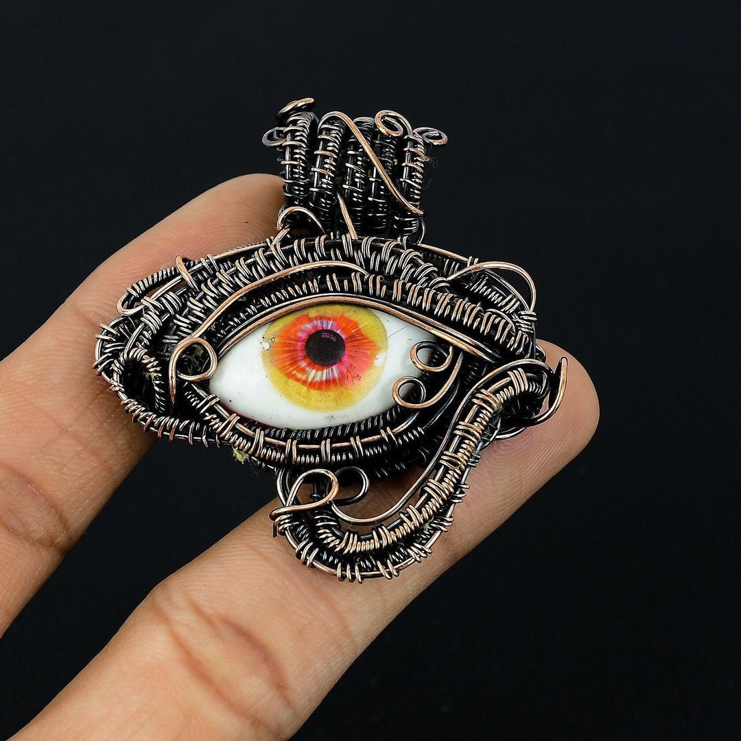 RA ONE Eye Realistic Acrylic Human Eye Pendant Copper Wire Wrapped ...