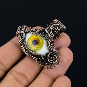 Realistic Eye Pendant Awakening Human Eye Jewelry Copper Wire Wrapped ...