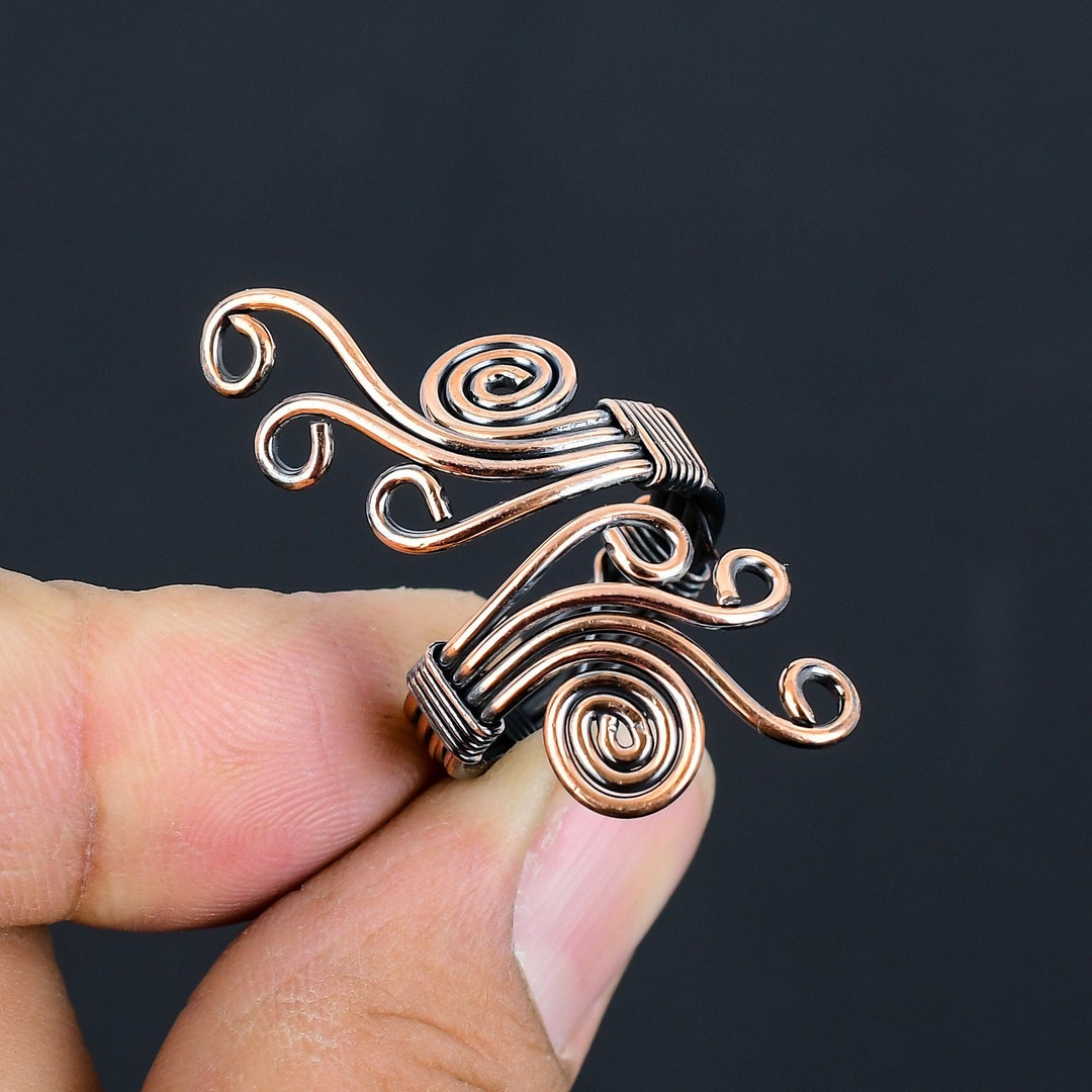 Pure Copper Oxidized Ring Copper Ring Copper Wire Wrap Ring Beautiful ...