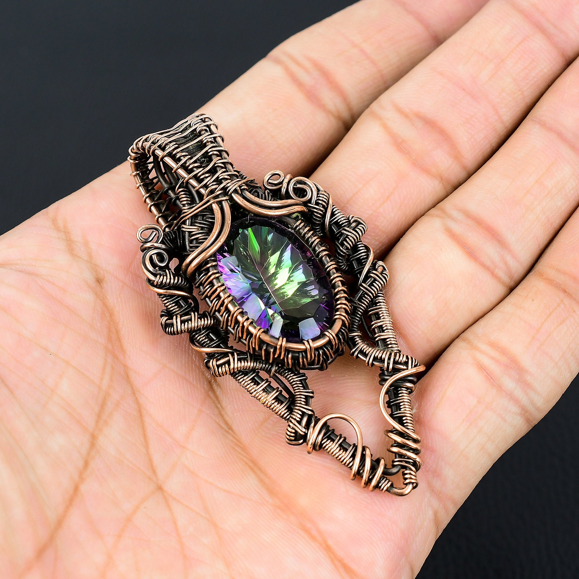 Mystic Topaz Pendant, Color Changing Rainbow Mystic Topaz Gemstone ...
