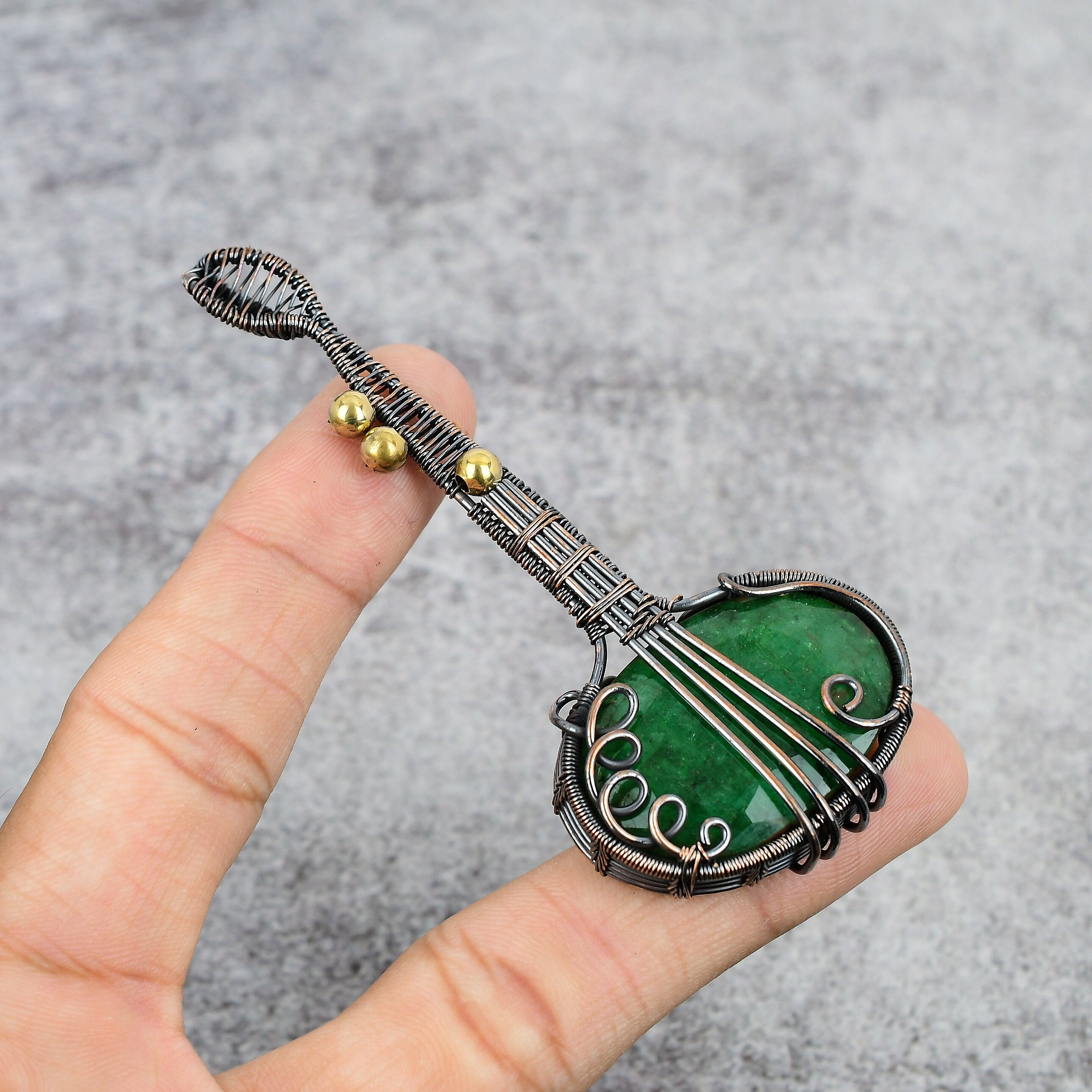 Banjo/guitar Theme Pendant in Multi Gemstone Copper Wire Wrapped ...