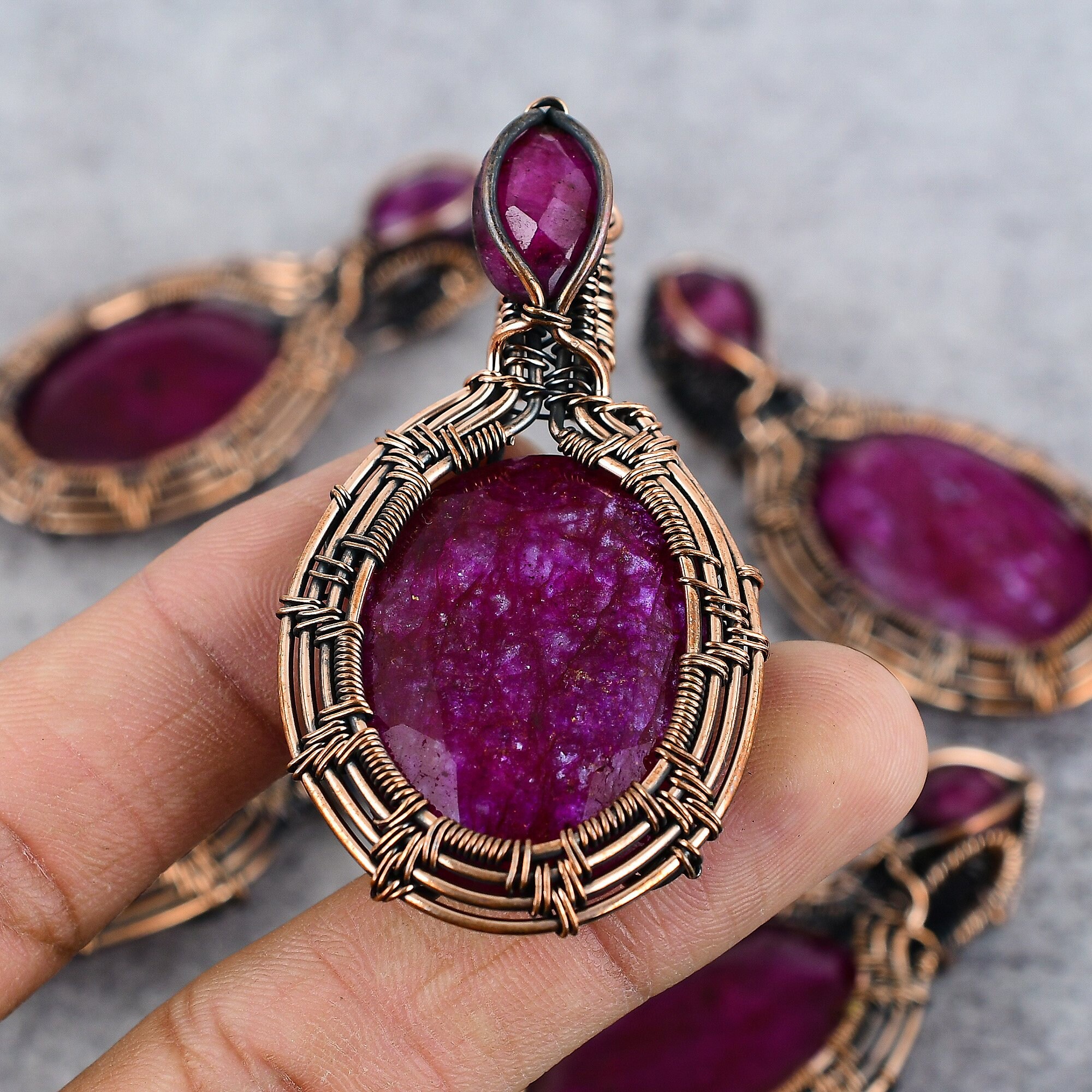 Kashmir Red Ruby Copper Pendant Copper Wire Wrapped Red Ruby - Etsy