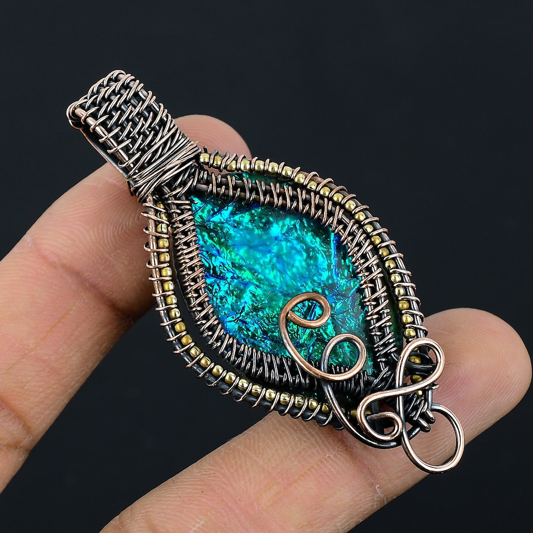 Australian Triplet Opal Pendant Copper Wire Wrapped Gemstone Pendant ...