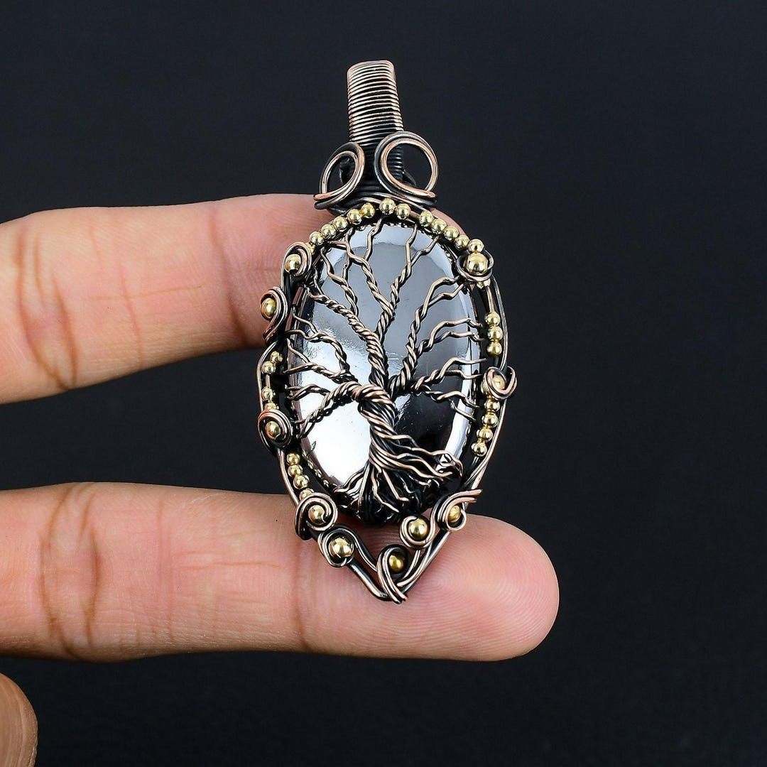 Shungite Tree of Life Pendant, Natural Shungite Jewelry, Pure Copper ...