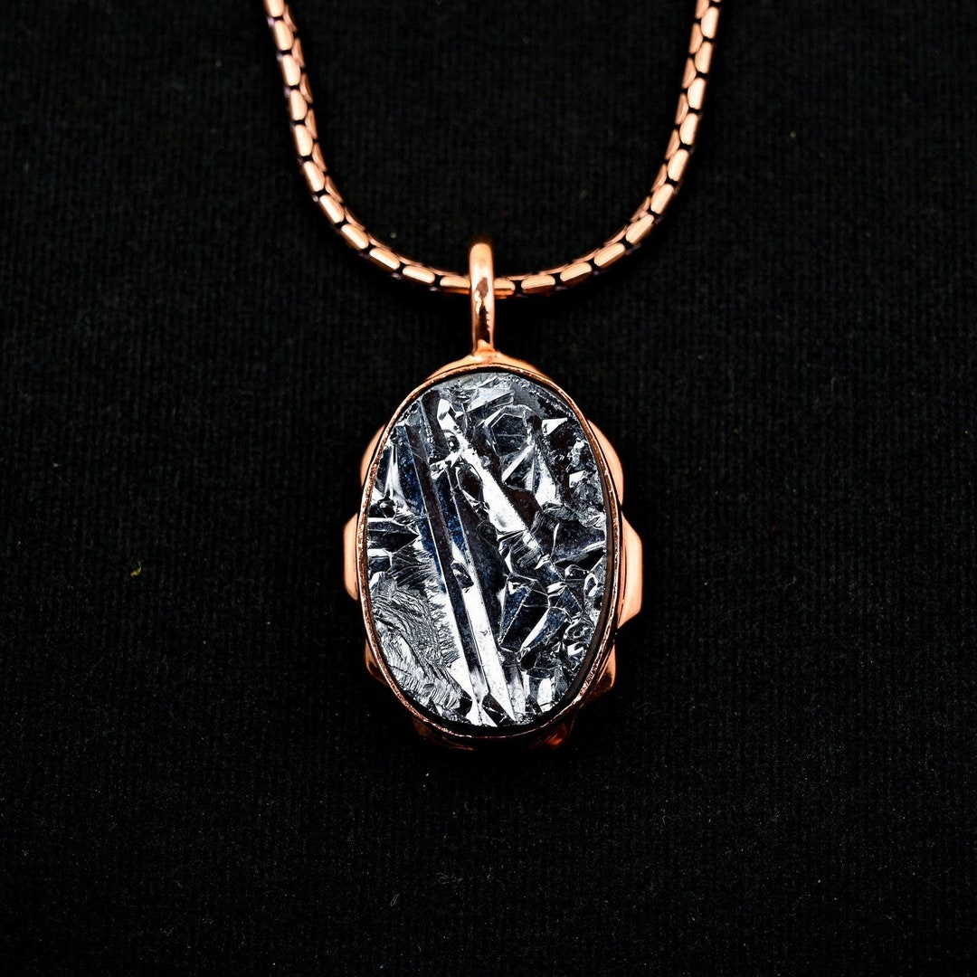 Shungite Natural Rough Stone Pendant, Pure Copper Pendant, Real ...
