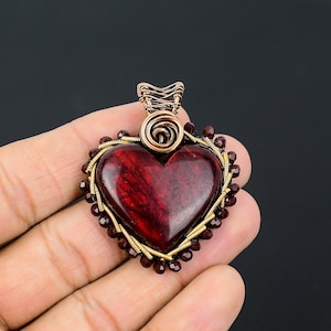 Red Flash Labradorite Gemstone Pendant Copper Wire Wrapped Pendant ...