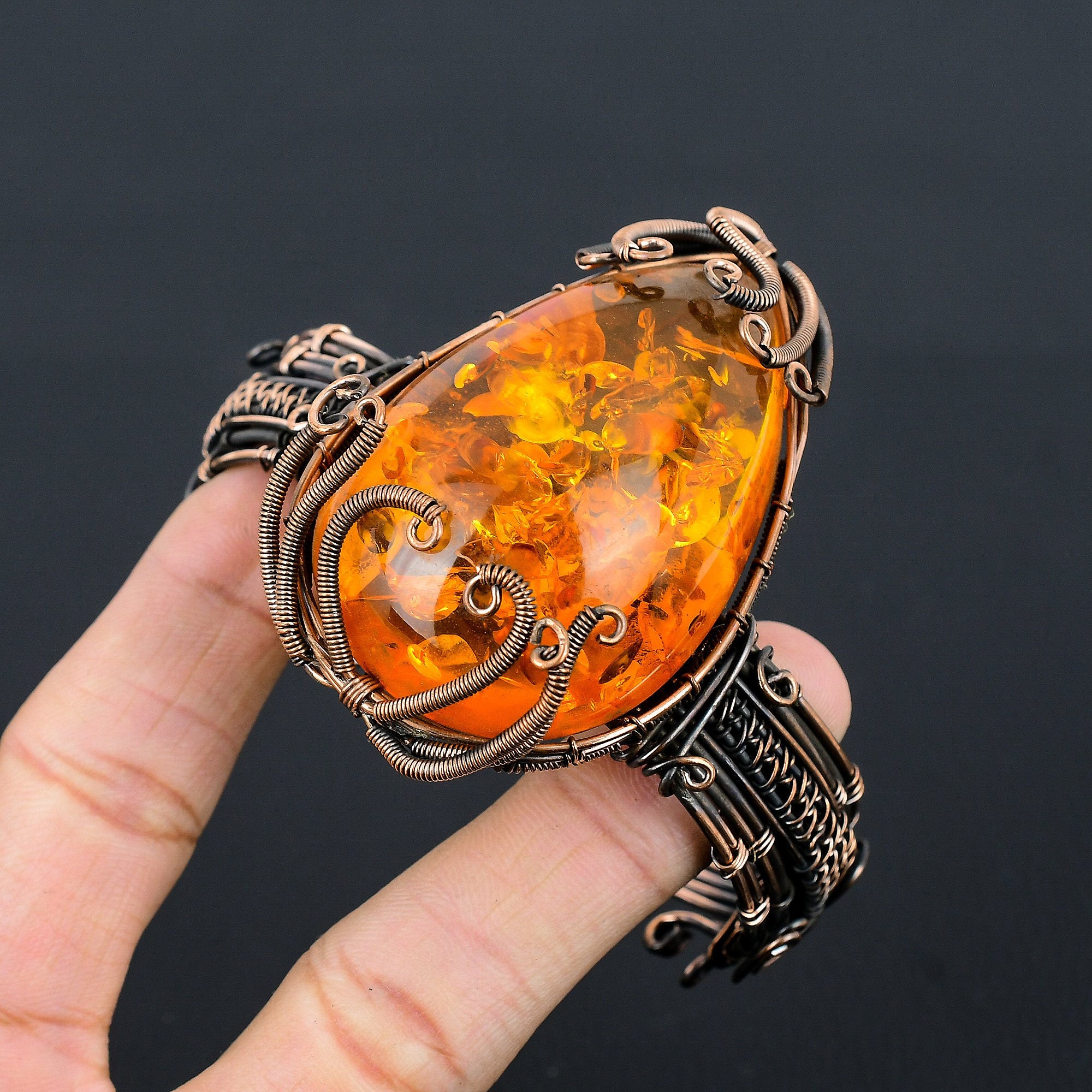 Baltic Amber Bangle, Beautiful Amber Copper Wire Wrapped Cuff ...