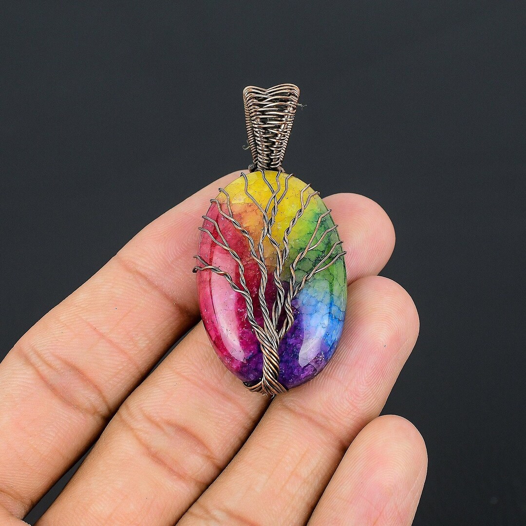 Tree of Life Solar Quartz Pendant Gemstone Copper Wire Wrapped Pendant ...