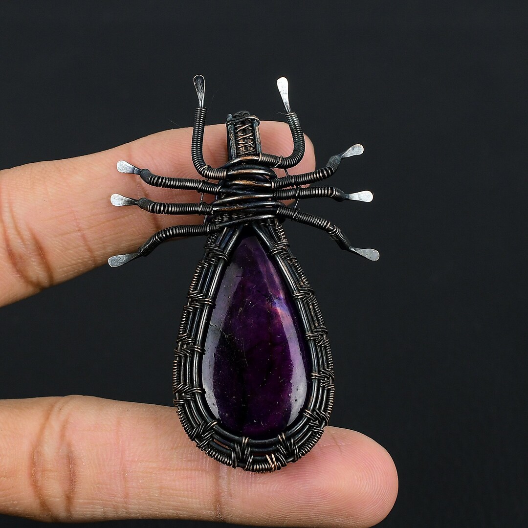 Amethyst Spider Pendant Amethyst Gemstone Pendant Copper Wire Wrapped ...