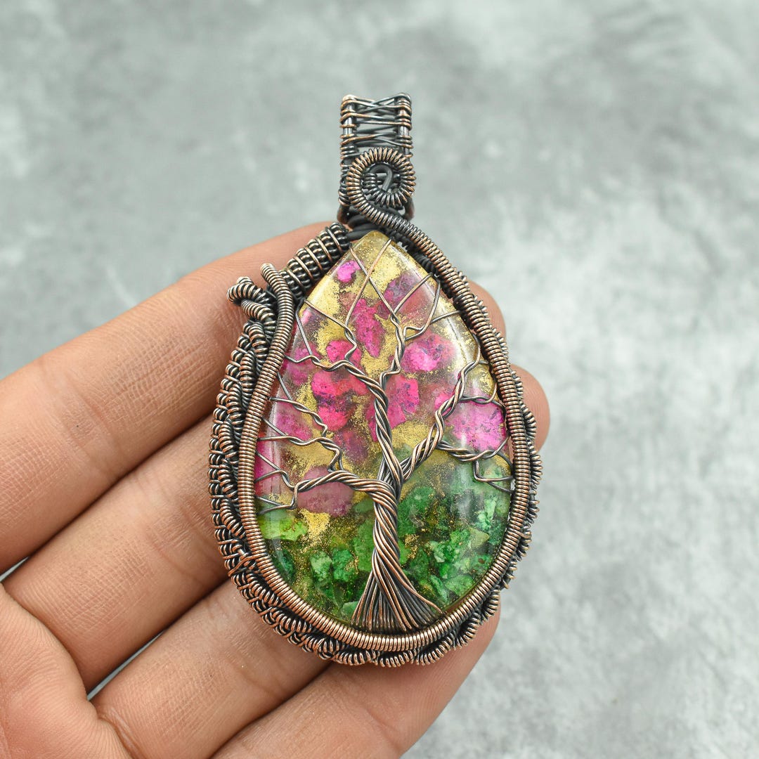 Spiny Oyster Turquoise Pendant, Watermelon Color Turquoise Copper Wire ...