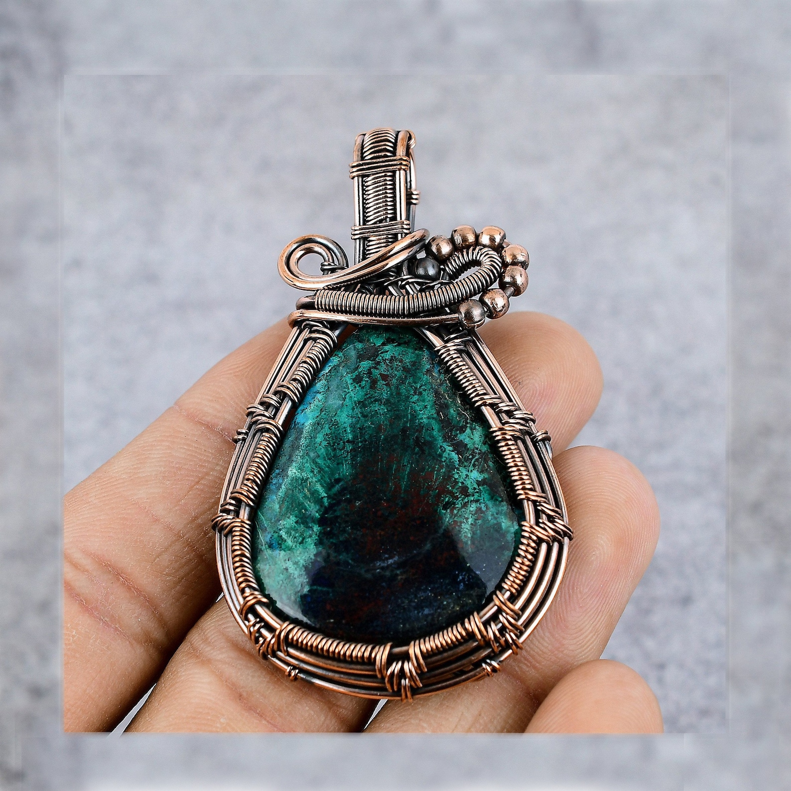 Azurite Pendant Copper Wire Wrapped Pendant Azurite Gemstone - Etsy