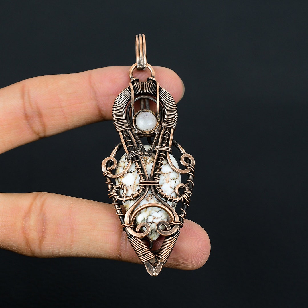 Wild Horse Pendant Copper Wire Wrapped Pendant Wild Horse Gemstone ...