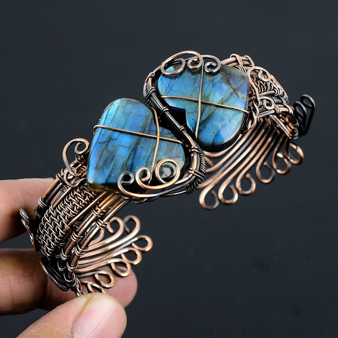 Labradorite Copper Cuff Bracelet Labradorite Bracelet Copper Wire ...