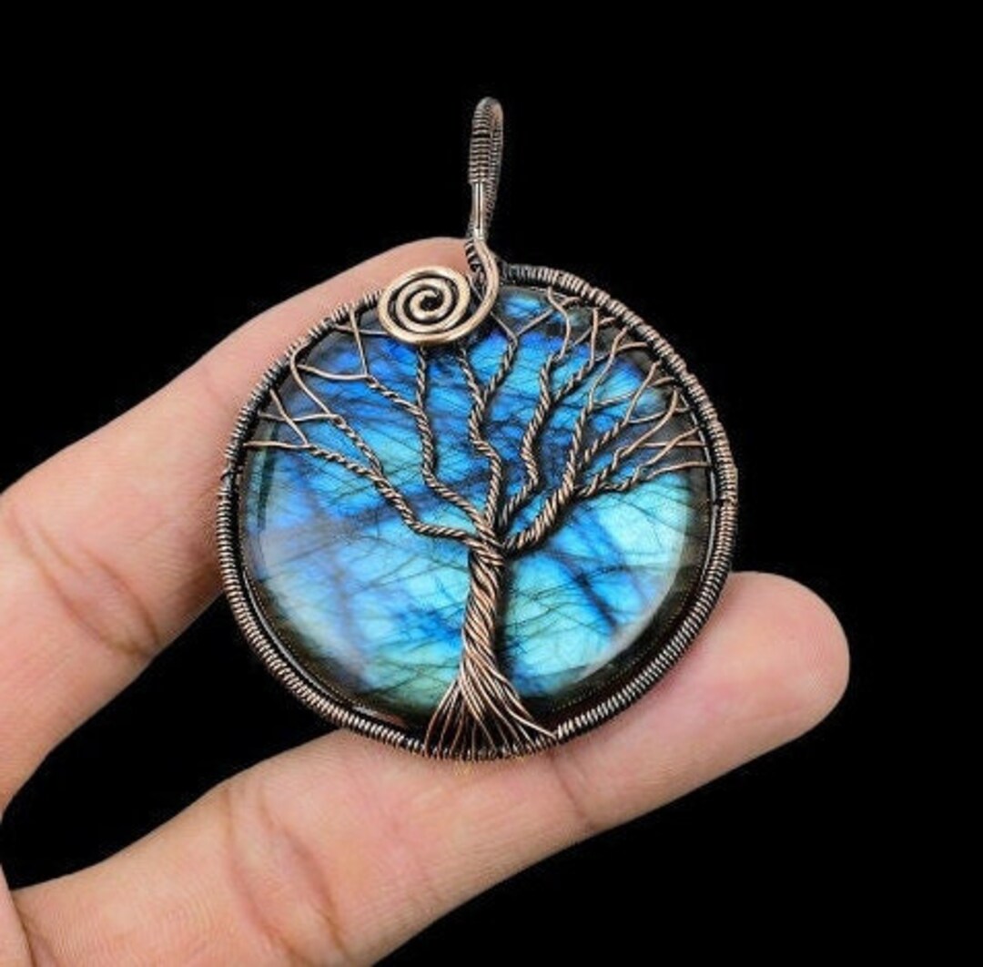 Tree of Life Labradorite Pendant Copper Wire Wrapped Gemstone Pendant ...