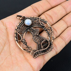 Moonstone Howling Wolf Pendant Pendant Copper Wire Wrapped Pendant ...