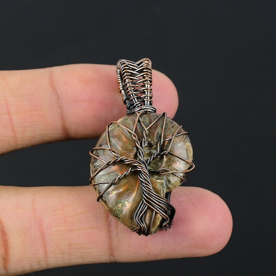 Tree of Life Ammonite Fossil Copper Pendant Copper Wire - Etsy