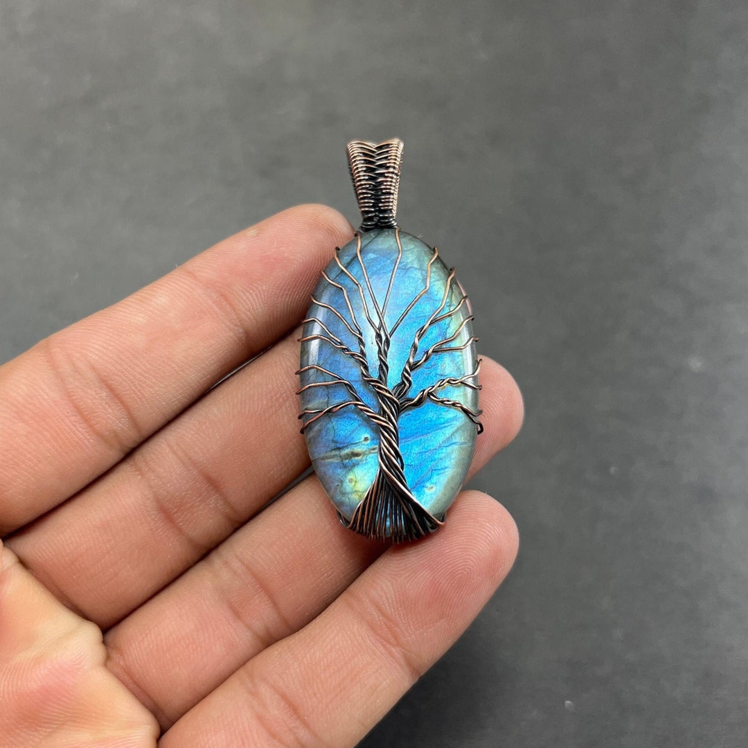 Tree of Life Labradorite Copper Pendant Wire Wrapped Gemstone Copper ...