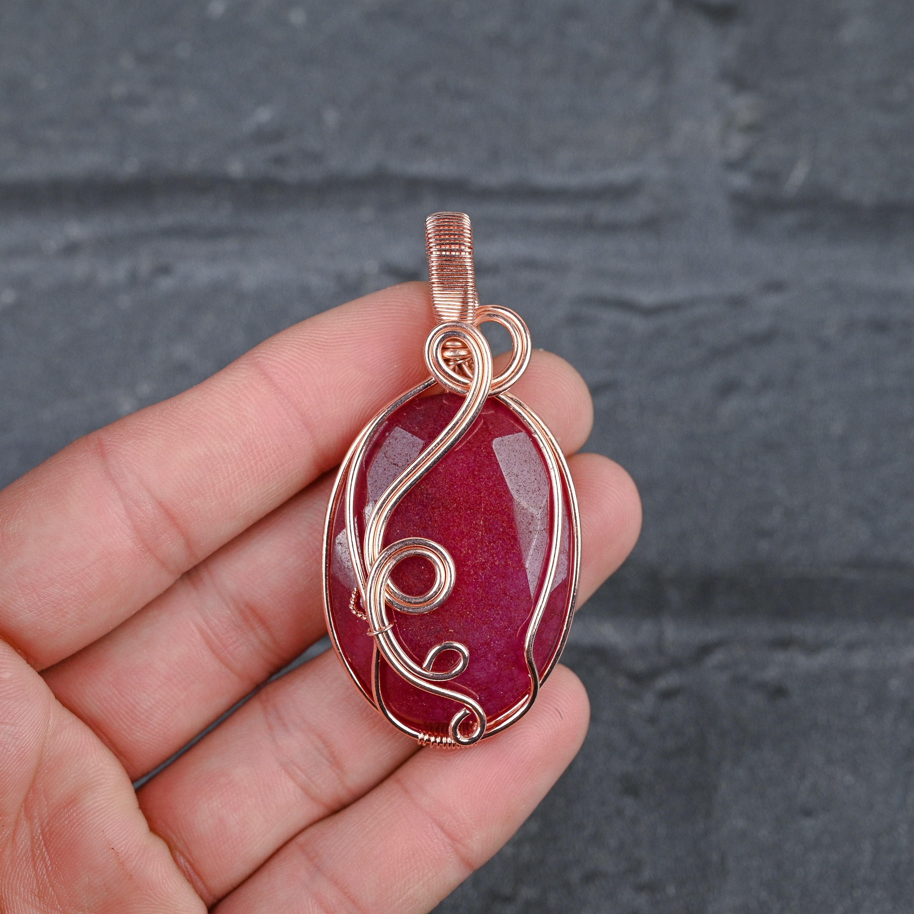 Kashmir Red Ruby Pendant Copper Wire Wrapped Gemstone Pendant - Etsy UK