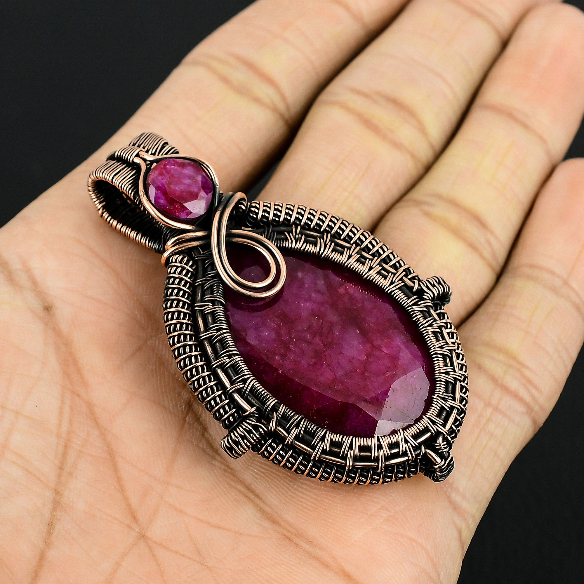 Kashmir Red Ruby Pendant Copper Wire Wrapped Gemstone Pendant - Etsy