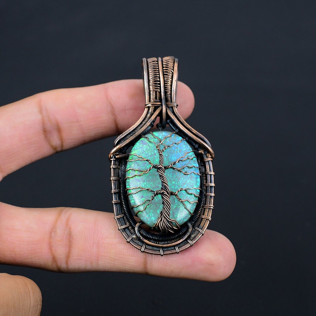 Tree of Life Australian Triplet Opal Pendant Copper Wire Wrapped ...