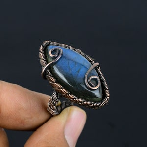 Labradorite Ring Copper Wire Wrapped Ring Copper Ring Labradorite ...