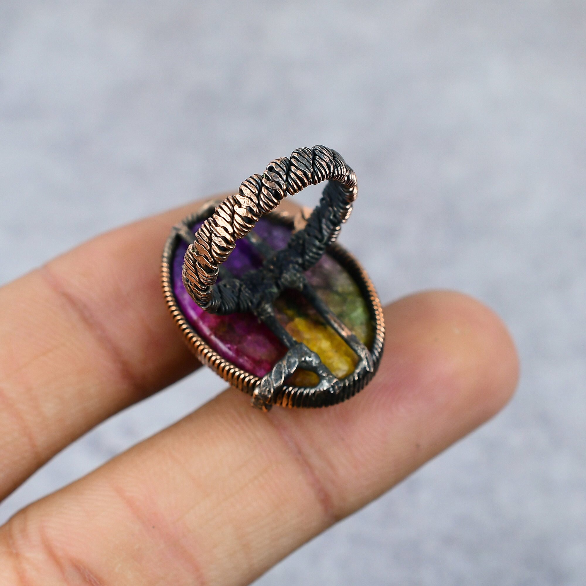 Rainbow Solar Quartz Ring Copper Wire Wrapped Ring Copper Ring | Etsy