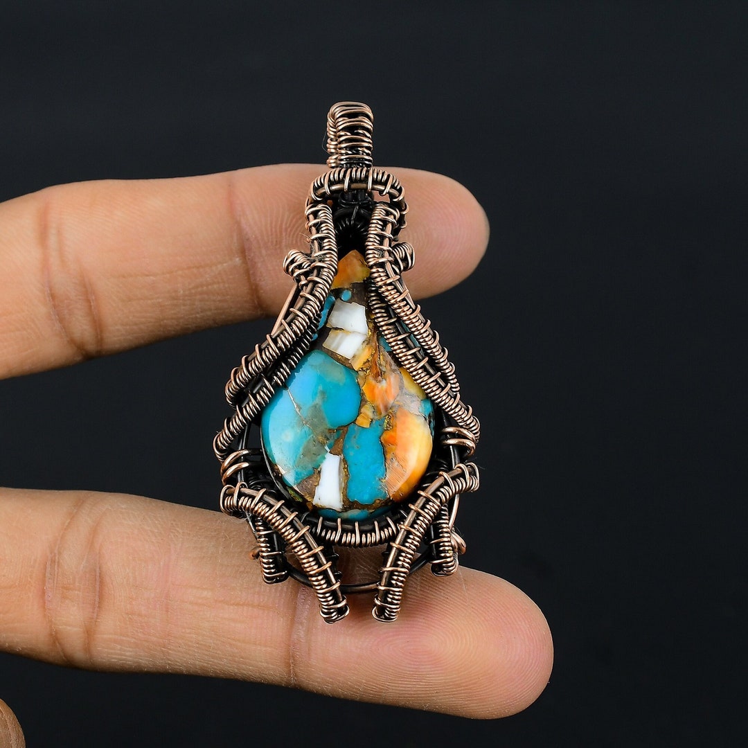 Spiny Oyster Turquoise Pendant, Natural Spiny Oyster Necklace, Pure ...