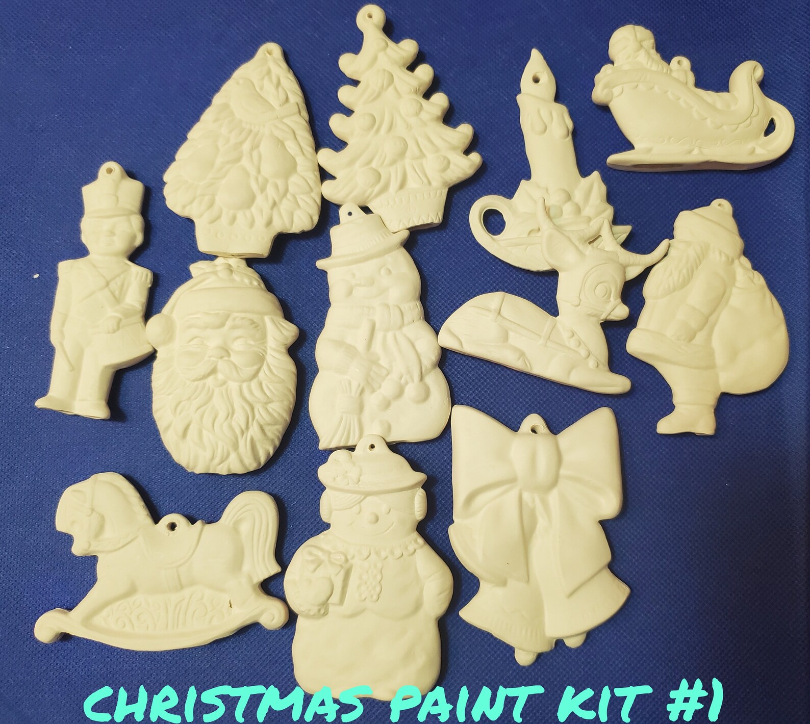 DIY PAINT KIT Christmas Ceramic Ornaments Set of 12 | Etsy
