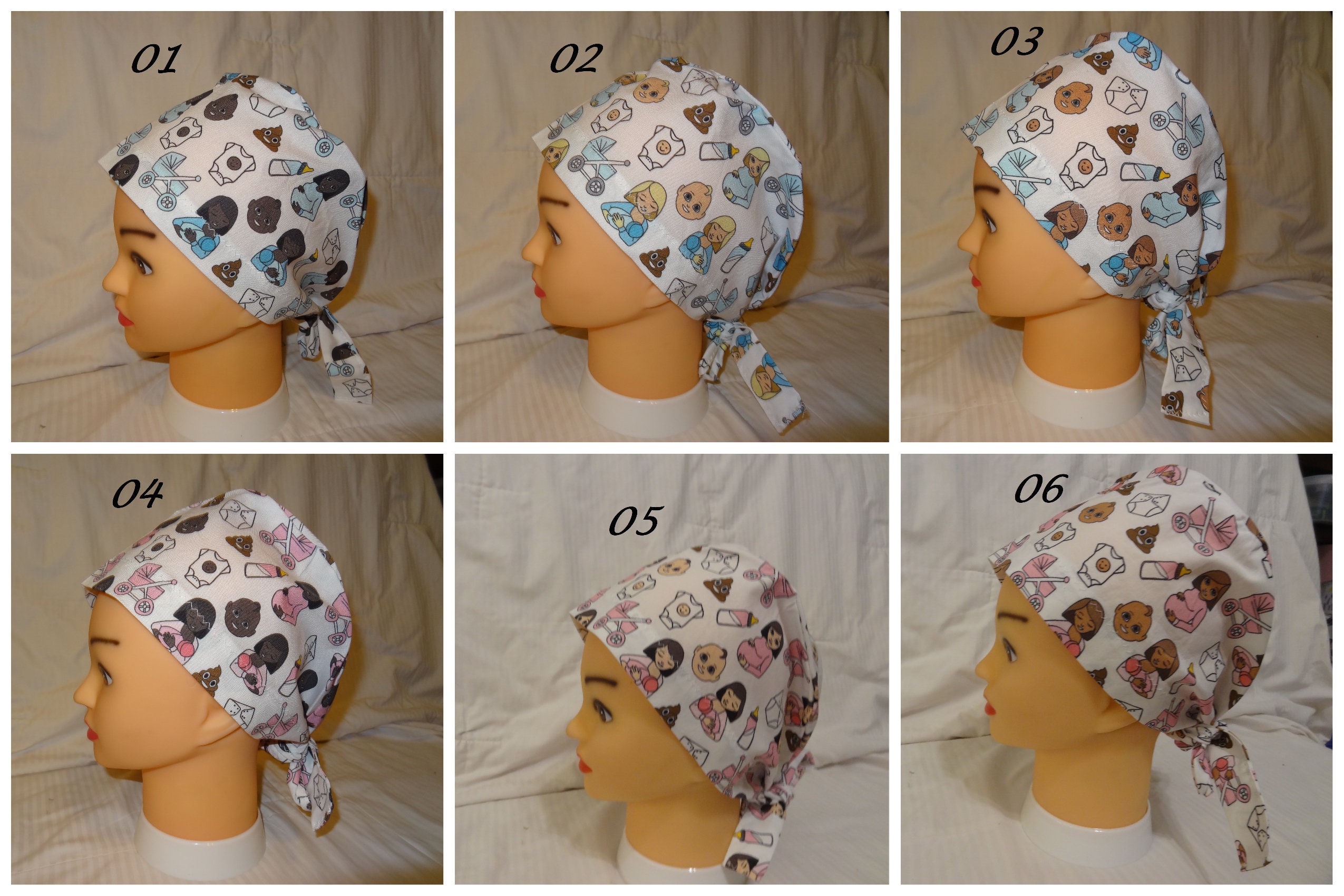 Scrub Cap, Labor & Delivery Scrub Caps, Expecting Baby Emojis Scrub ...