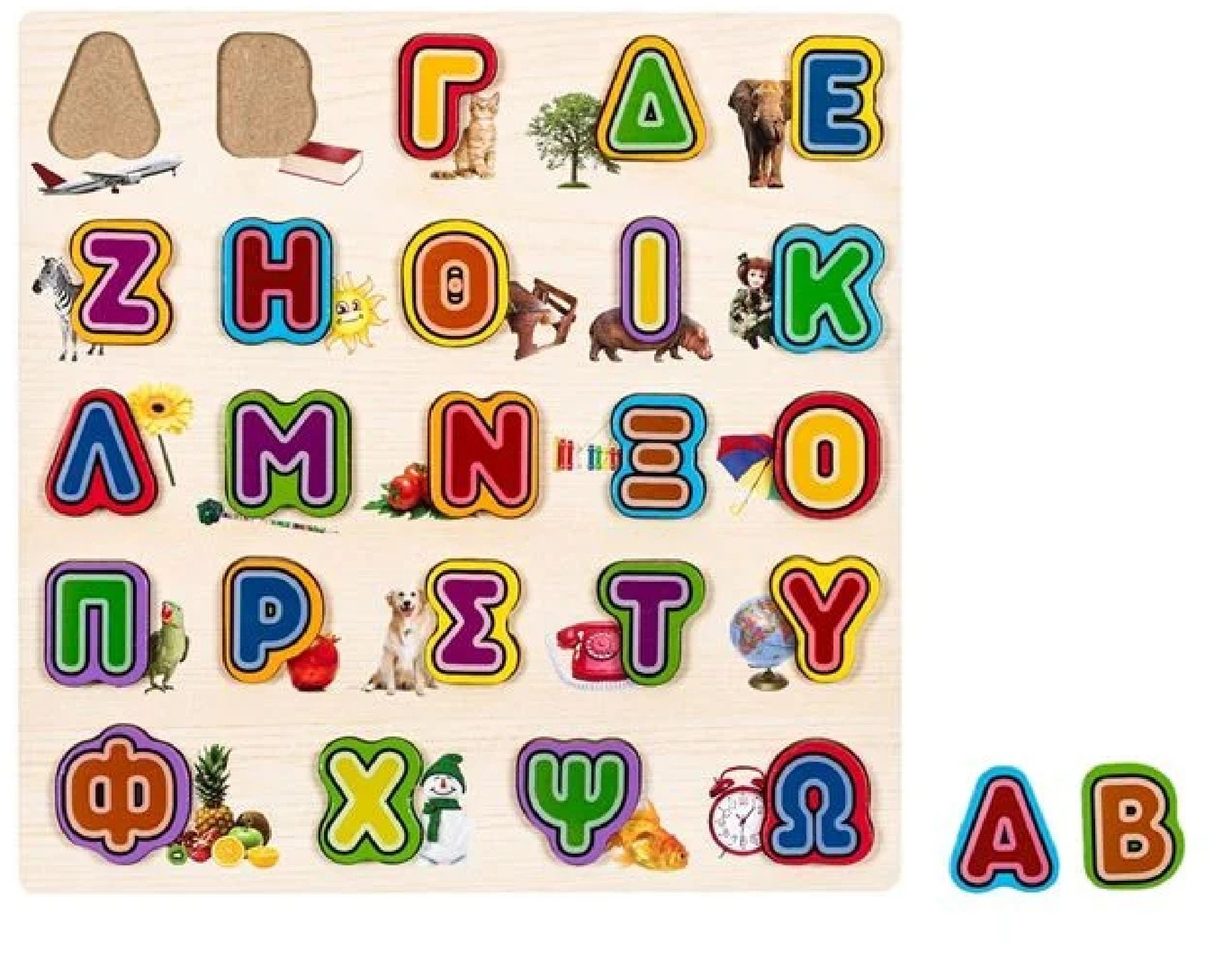Greek Wooden Letters | Kids 24 Pieces Puzzle | Children Educational Toy ...