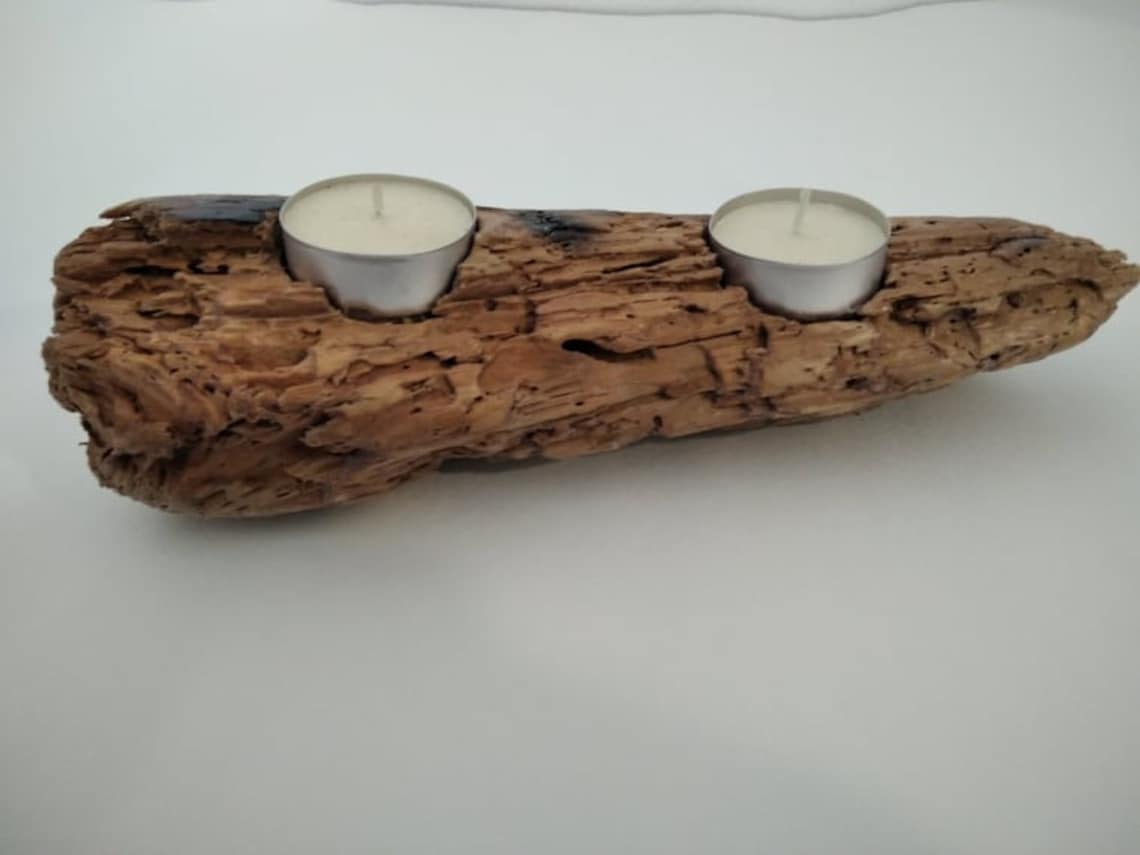 Handmade Driftwood Candle Holder Home Reclaimed Wood Decor - Etsy