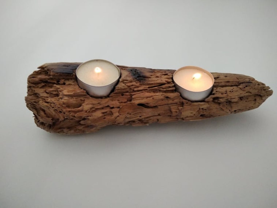 Handmade Driftwood Candle Holder Home Reclaimed Wood Decor - Etsy