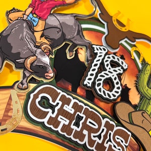 Bull Ridding Cake Topper, Rodeo Cake Topper, Cow Boy Cake Topper ...