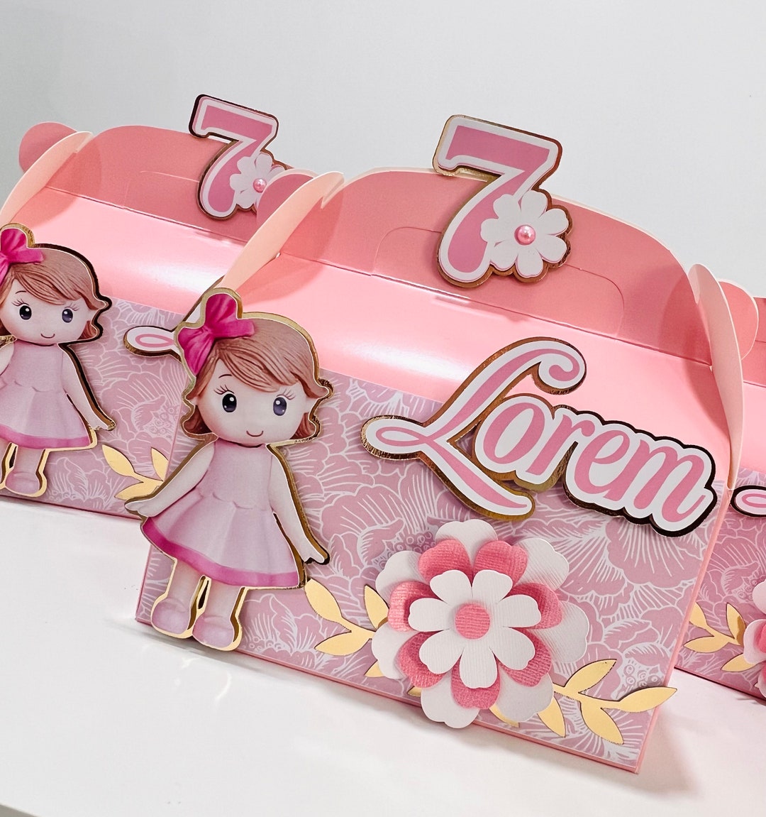 Baby Doll Treat Boxes, Doll Boxes, Doll Party Decor, Doll and Flowers ...