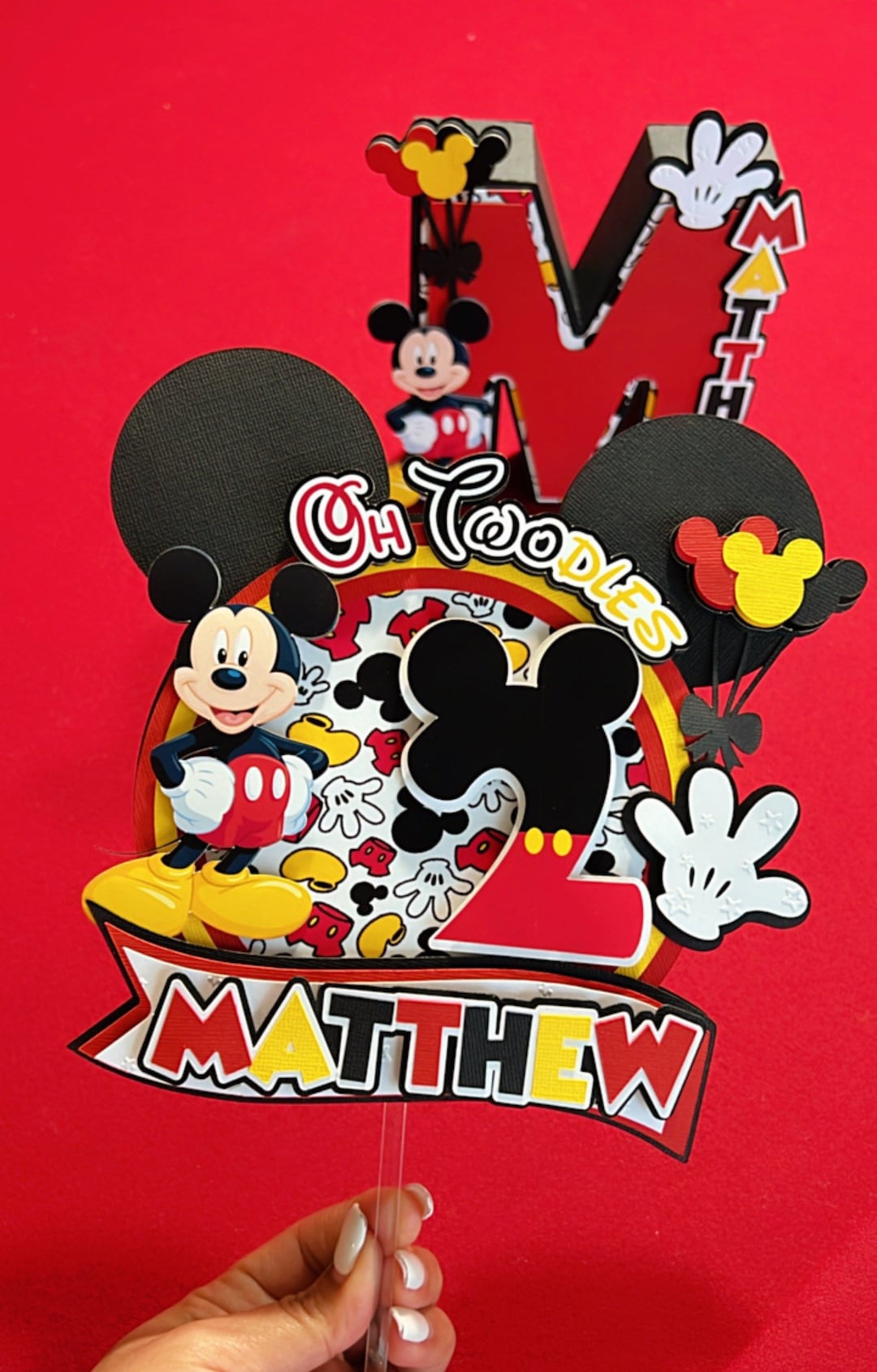 Mickey Mouse Inspired Cake Topper, Classic Mickey Mouse Cake Topper ...