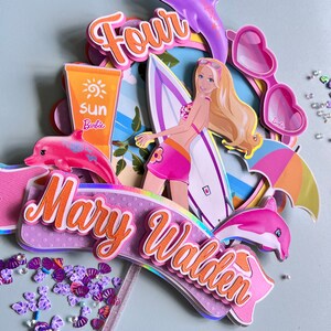 Magic Dolphin Cake Topper, Doll Cake Topper, Pool Party Cake Topper ...