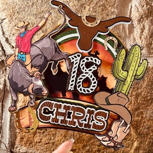 Bull Ridding Cake Topper, Rodeo Cake Topper, Cow Boy Cake Topper ...