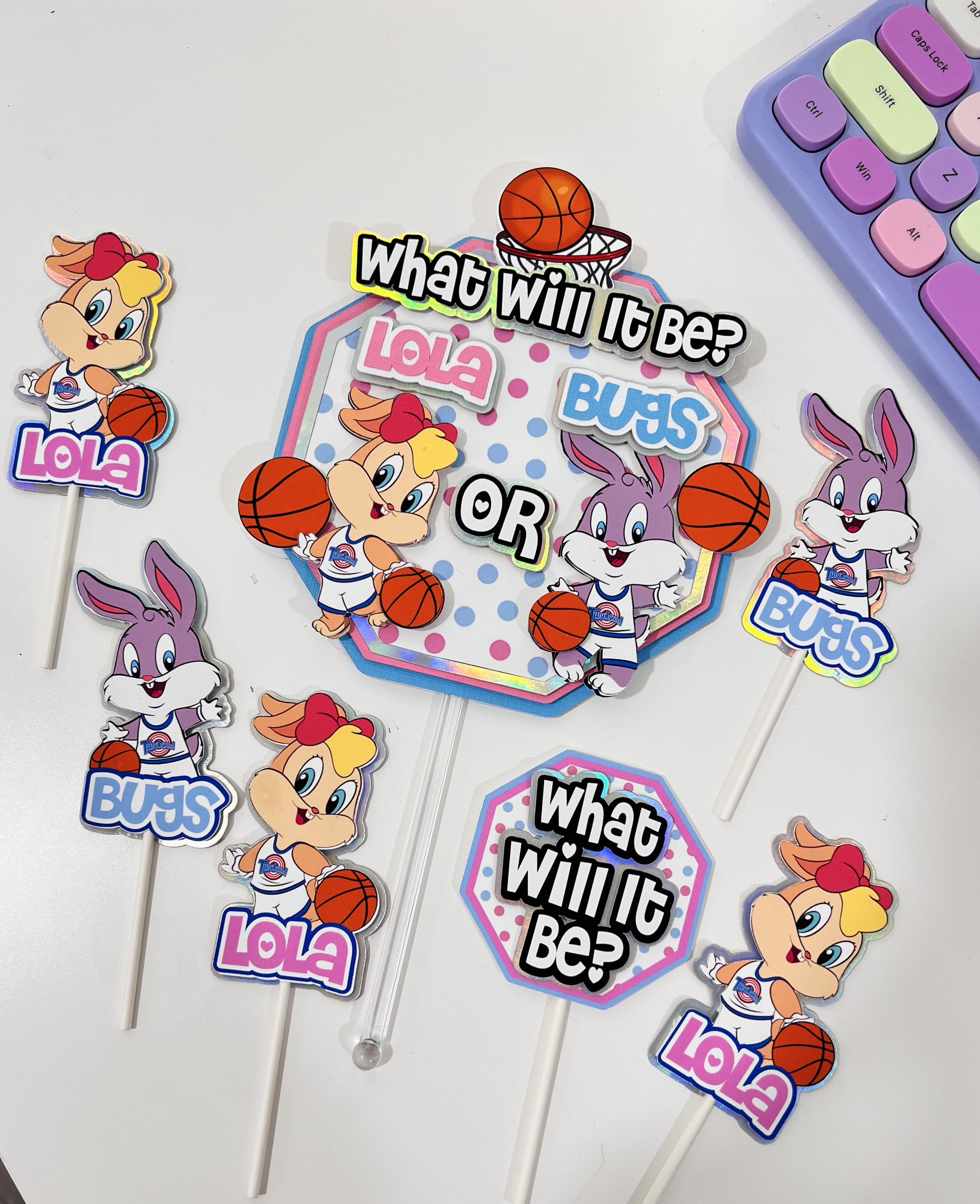 Gender Reveal Cake Topper, Space Jam Cake Topper, Space Jam Gender ...