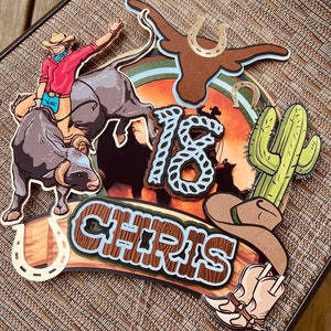 Bull Ridding Cake Topper, Rodeo Cake Topper, Cow Boy Cake Topper ...