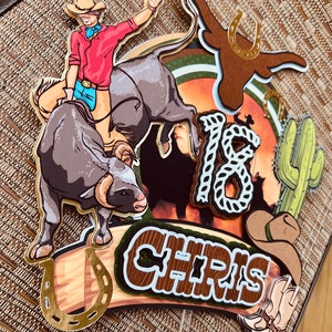 Bull Ridding Cake Topper, Rodeo Cake Topper, Cow Boy Cake Topper ...
