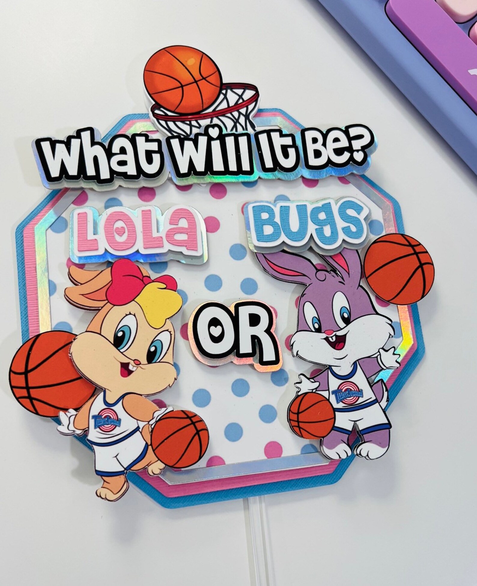Gender Reveal Cake Topper, Space Jam Cake Topper, Space Jam Gender ...