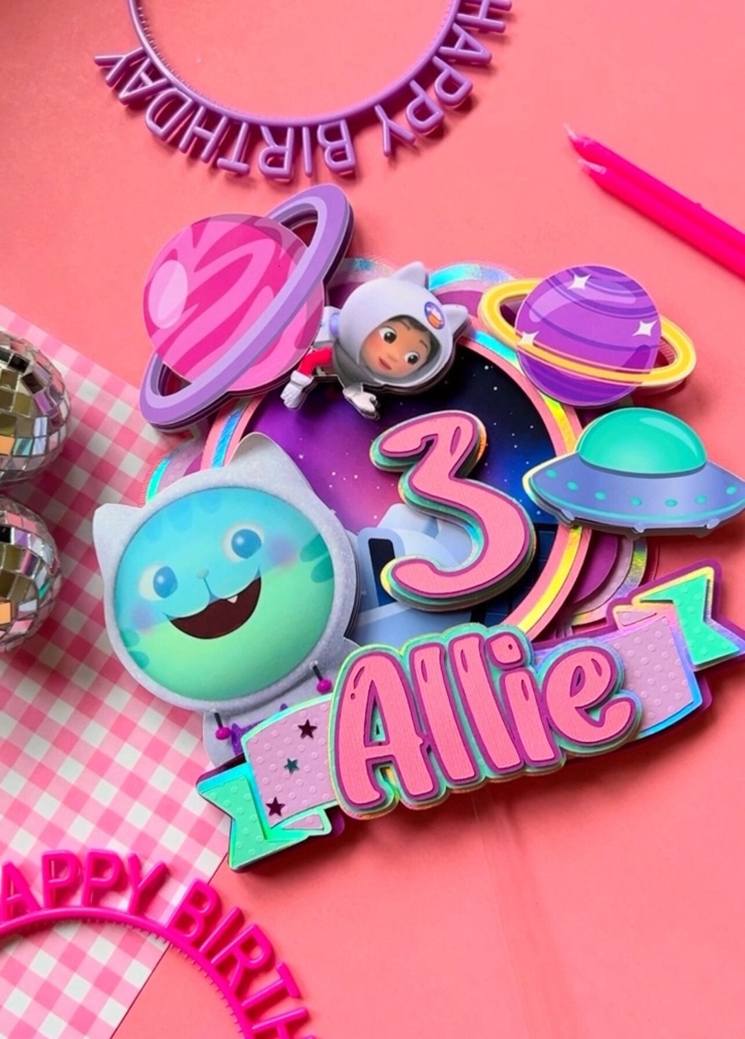 Gabby’s Dollhouse Cake Topper, Dj Comet Cake Topper,gabby’s Dollhouse ...