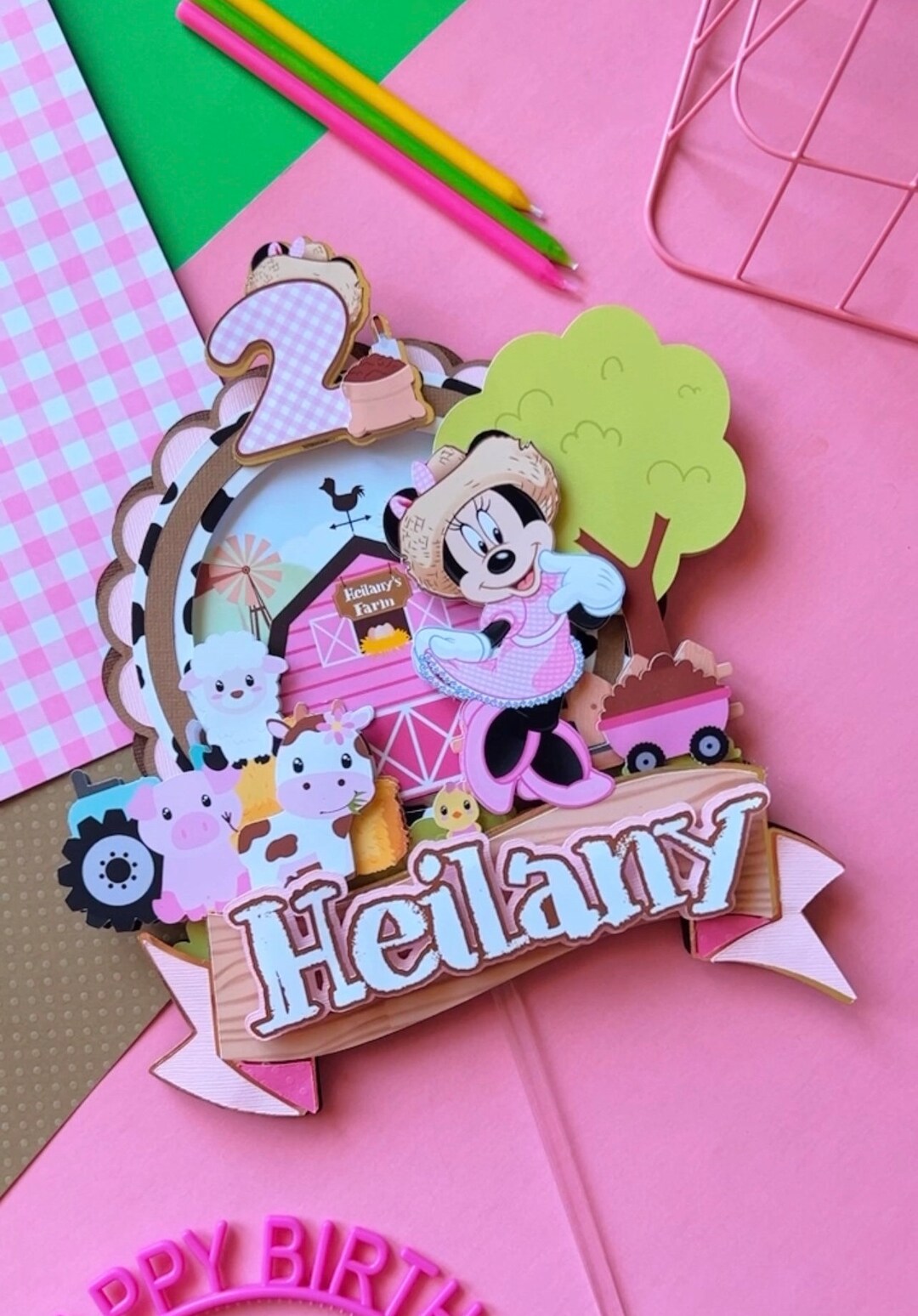 Minnie Mouse Farm Cake Topper, , Mickey Mouse Farm, Minnie Mouse Cake ...