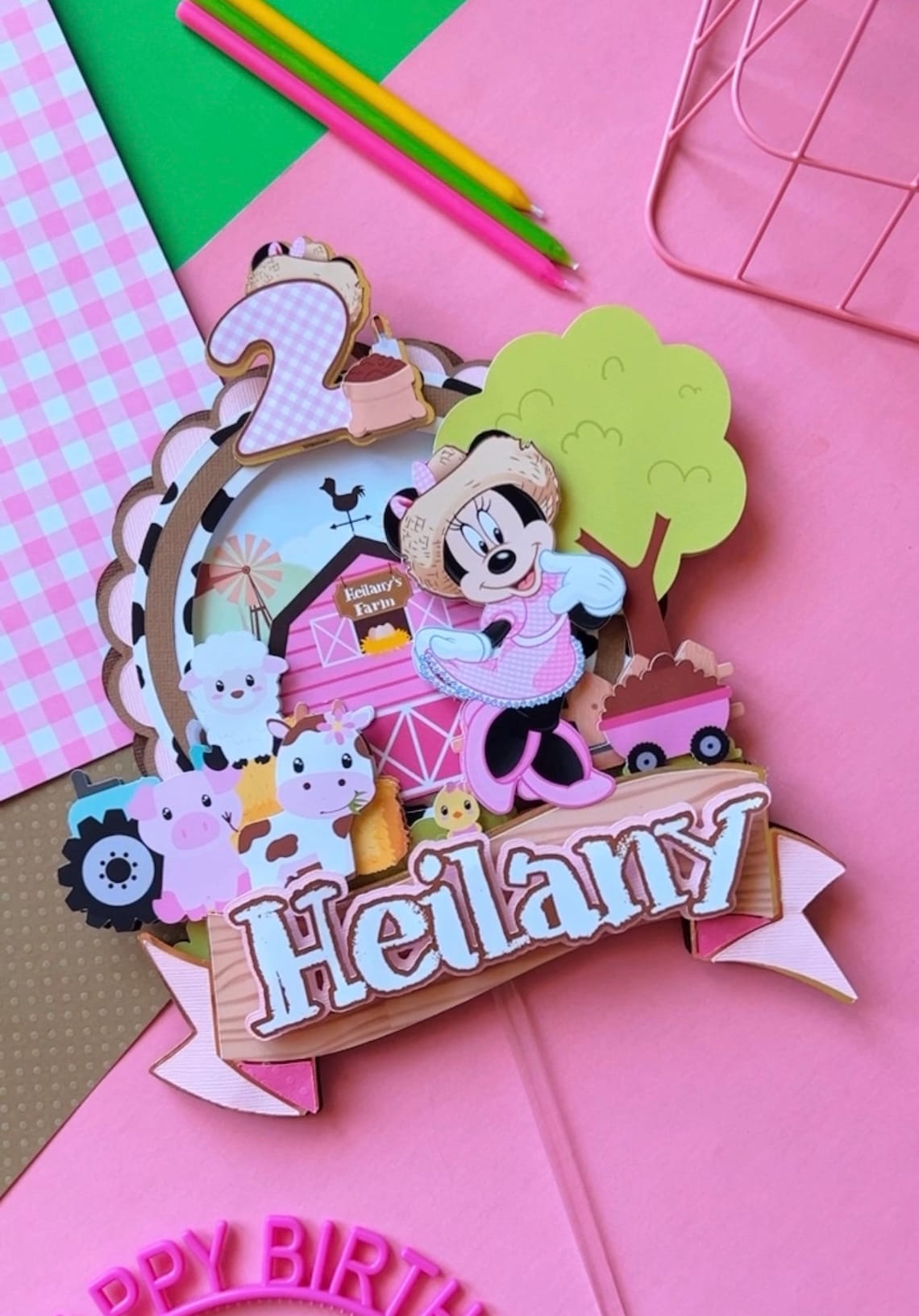 Minnie Mouse Farm Cake Topper, , Mickey Mouse Farm, Minnie Mouse Cake ...